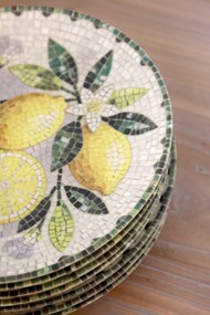 Talíř Chartres z kameniny s mozaikou a motivem citronů – Ø 21*2,5 cm