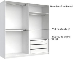 Skříň s posuvnými dveřmi 2,0x2,1m (Dveře Lesklé Bílé), série N Family