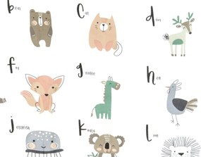 Bavlněné povlečení do postýlky ANIMAL ALPHABET bílé Rozměr povlečení: 45 x 65 cm | 90 x 135 cm