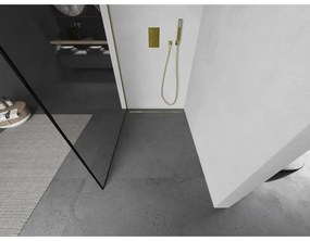 Mexen Kioto, sprchová zástěna Walk-In 50 x 200 cm, 8mm čiré sklo černý vzor, ​​zlatý matný profil, 800-050-101-55-70