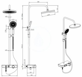 kielle Oudee Sprchový set s termostatem 260 mm, 3 proudy, černá/bílá ki_20602004