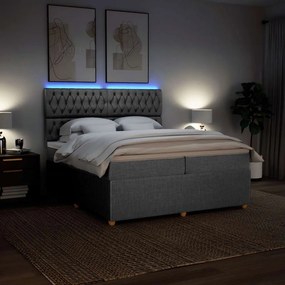 Box spring postel s matrací světle šedá 200 x 200 cm textil 3294470