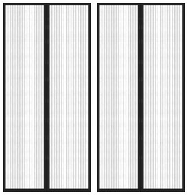 Závěsy do dveří proti hmyzu 2 ks s magnety černé 210 x 90 cm 314686