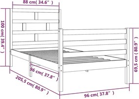 vidaXL Rám postele masivní borovice 90 x 200 cm [3101271] Barva: medová hnědá