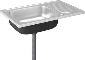Kuchyňský dřez s odtokem stříbrný 800x500x155 mm nerezová ocel 147232