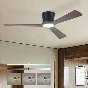 ZEVENTI - LED Stropní ventilátor AUREX LED/24W/230V Wi-Fi Tuya černá/ořech + DO