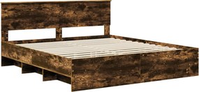 Rám postele s čelo Kouřový dub 200 x 200 cm Kompozitní dřevo 3408820