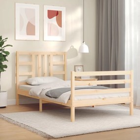 vidaXL Rám postele s čelem 100 x 200 cm masivní dřevo [3193915] Barva: Přírodní