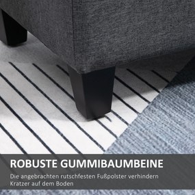 HOMCOM Lavice čalouněná s úložným prostorem 100 x 40 x 44 cm, truhlicová lavice z polyesteru připomínajícího len a kaučukového dřeva v tmavě šedé bar…