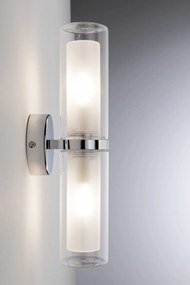 Paulmann 71077 Luena, koupelnové nástěnné svítidlo 2xE14 max.20W, sklo/chrom, výška 38cm, IP44