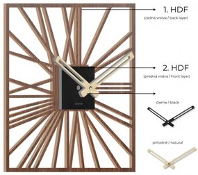 Dřevěné nástěnné hodiny z HDF - černé, bílé nebo ořechové | SENTOP HDFK038-orech wenge