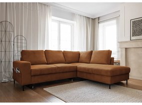 Oranžovohnědá manšestrová rozkládací rohová pohovka (pravý roh) Lofty Lilly – Miuform