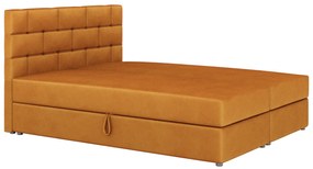 Manželská postel Boxspring 160x200 cm Waller Comfort (hořčičná) (s roštem a matrací). 1056378