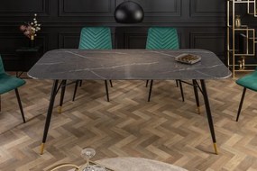 Jídelní stůl Paris 180cm skleněný mramorový vzhled antracit/ 40846