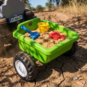 AIYAPLAY elektrický dětský traktor 6 V s přívěsem, zelený