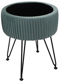 Taburetka s úložným prostorem K47 - samet, v45 x Ø33 cm - Zelená / černá