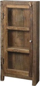 Hnědá antik dřevěná vitrína z recyklovaného dřeva Grimaud - 47*18*105 cm