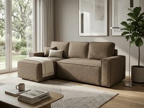 Rozkládací oboustranná sedací souprava do L SMART BOUCLE 232x143 cm, tmavě béžová
