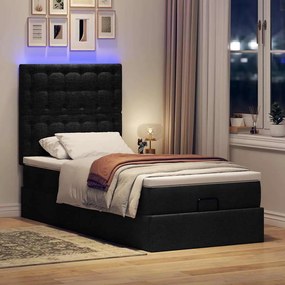 Osmanský rám postele s matrací černá 90x190cm textil 3314136