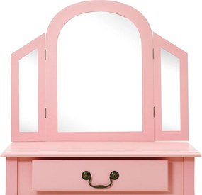Toaletní stolek se stoličkou růžový 65x36x128 cm pavlovnia MDF 289335