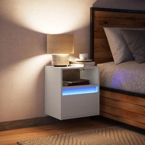 Nástěnný noční stolek s LED osvětlením bílý 3307975