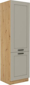 LUNA sa | vysoká skříňka 60 DK-210 2F potravinová s policemi | 60 cm | UNI dvířka | artisan/světle šedá