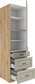 STILO ac | vysoká skříňka 60 DKS-210 3S 1F potravinová | 60 cm | UNI dvířka | artisan/světle šedá