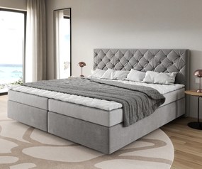 DELIFE Boxspring postel Dream-Great mikrovlákno šedá 200x200 cm Bonell matrace PU topper