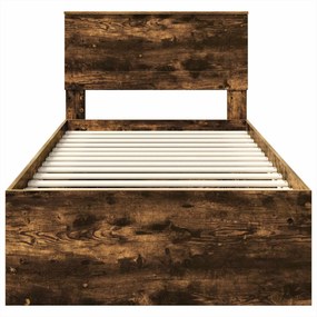 Rám postele s čelo Kouřový dub 100 x 200 cm Kompozitní dřevo 3407917