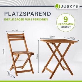 Juskys Balkonový set Bala z akáciového dřeva, 3 díly