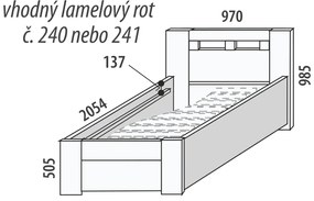 Postel Valencia senior s úložným prostorem Domestav č.137 Materiál: Buk cink, Barevne provedení: Moření
