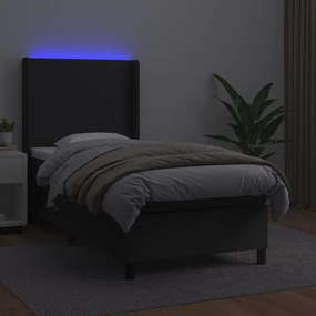 Box spring postel s matrací a LED černá 80 x 200 cm umělá kůže 3139229