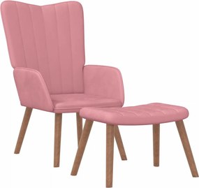 Relaxační křeslo se stoličkou růžové samet 327670