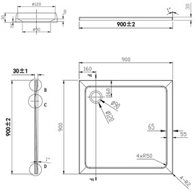 Olsen Spa Venets 90 x 90 x 3 cm VANKCTVE90 sprchová vanička
