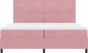 Postel s boxspringem s čelo Růžová 200 x 200 cm samet 3339793