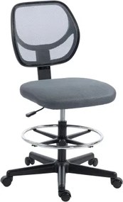 Ergonomická kancelářská židle Vinsetto, kancelářské křeslo s opěrkou nohou, židle s kovovým kruhem, síťovina, výškově nastavitelná, tmavě šedá