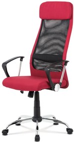 Kancelářská otočná židle PERRY na kolečkách — chrom, látka, více barev Červená