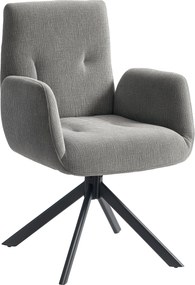 HOMCOM Otočné křeslo 360° čalouněné lounge křeslo s područkami vlněný lněný vzhled prošívané ocelové nohy do obývacího pokoje ložnice tmavě šedé