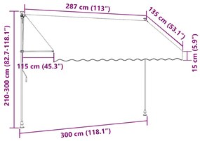 vidaXL Marketos Ručně zatahovací markýza s LED světlem 300 cm oranžovo-hnědá