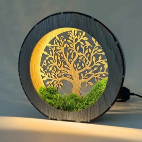 Dřevěné světlo, LED lampa Strom života s mechem | SENTOP LED0611