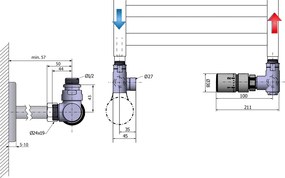 Sapho CORNER COMBI připojovací sada ventilů termostatická triaxiální PRAVÉ provedení chrom CP3022S