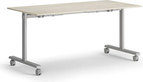 Mobilní stůl MATCH, 160x80 cm, šedá podnož, dub přírodní