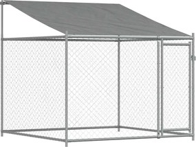Klec pro psy se střechou a dvířky šedá 4x2x2 m pozinkovaná ocel 3209568