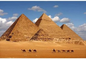DIMEX | Samolepicí vliesová fototapeta na zeď Egyptská pyramida MA-5-0051 | 375 x 250 cm | modrá, bílá, béžová