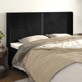 Čelo postele typu ušák černé 183x16x118/128 cm samet 3119502