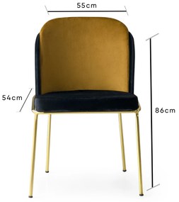 Hanah Home Sada židlí (4 kusy) Dore - 106 V4, Černá, Zlatá