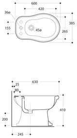 Kerasan RETRO bidet stojící 38,5x60cm, bílá - 102001