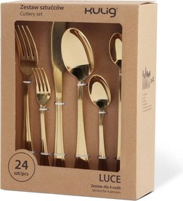 Nerezový příbor 24 ks ve zlaté barvě pro 4 osoby Luce – Kulig