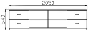 Komoda K10 - dub Moření: D0, Úchyty: Úchyt - kód 12191, Typ pojezdu: Soft close/tip on