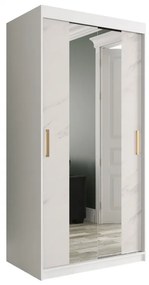 Šatní skříň Nonnus 100 T1, Úložný prostor: ano, Barva: bílá matná / bílá mramor